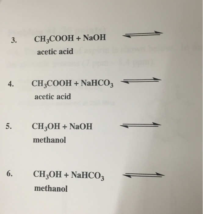 Solved 3. CH COOH+ NaOH acetic acid 4. CH3COOH +NaHCO3 | Chegg.com