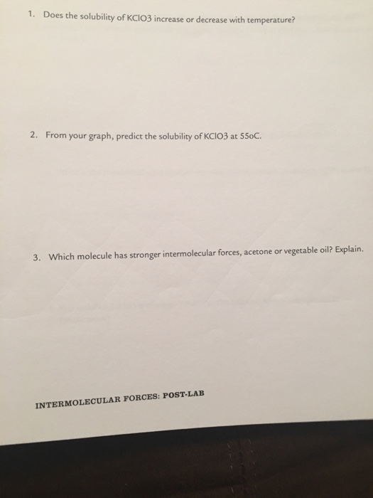 Solved Does the solubility of KCIO3 increase or decrease | Chegg.com