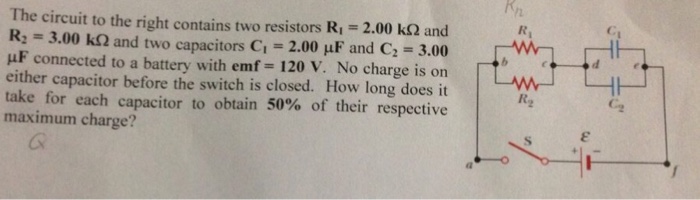 Solved The circuit to the right contains two resistors R_1 = | Chegg.com