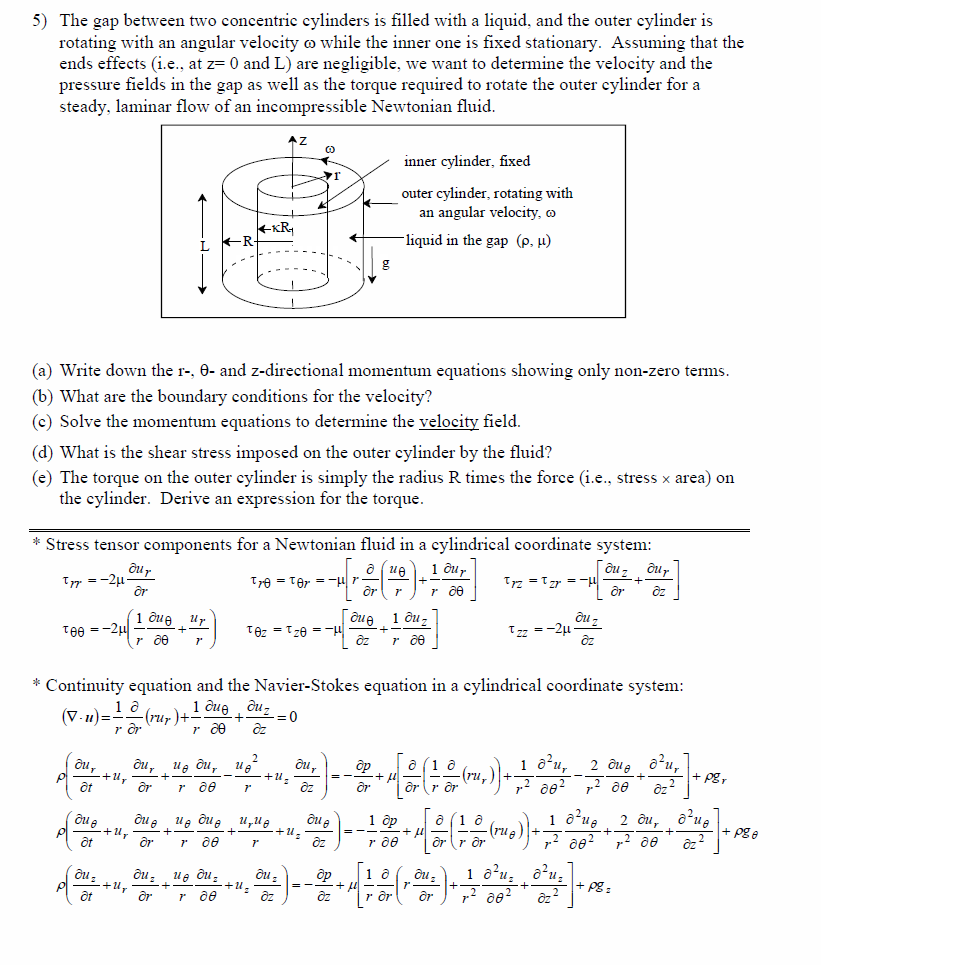 Solved The gap between two concentric cylinders is filled | Chegg.com