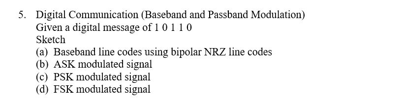 Solved Digital Communication (Baseband and Passband | Chegg.com