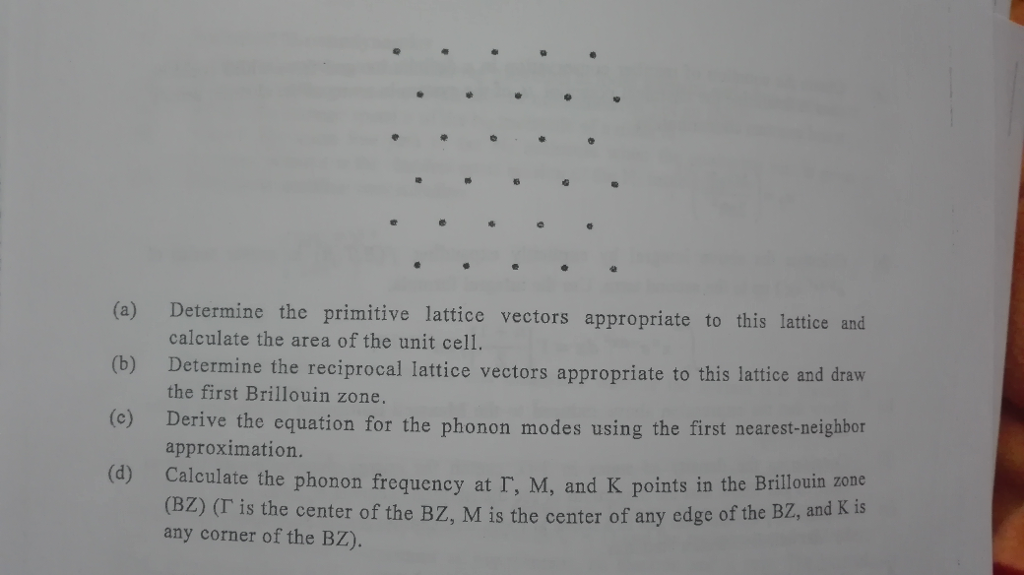 Solved (a) Determine the primitive lattice vectors | Chegg.com