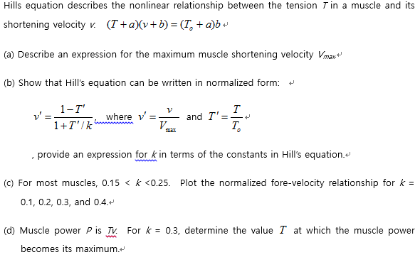 Solved Hills equation describes the nonlinear relationship | Chegg.com