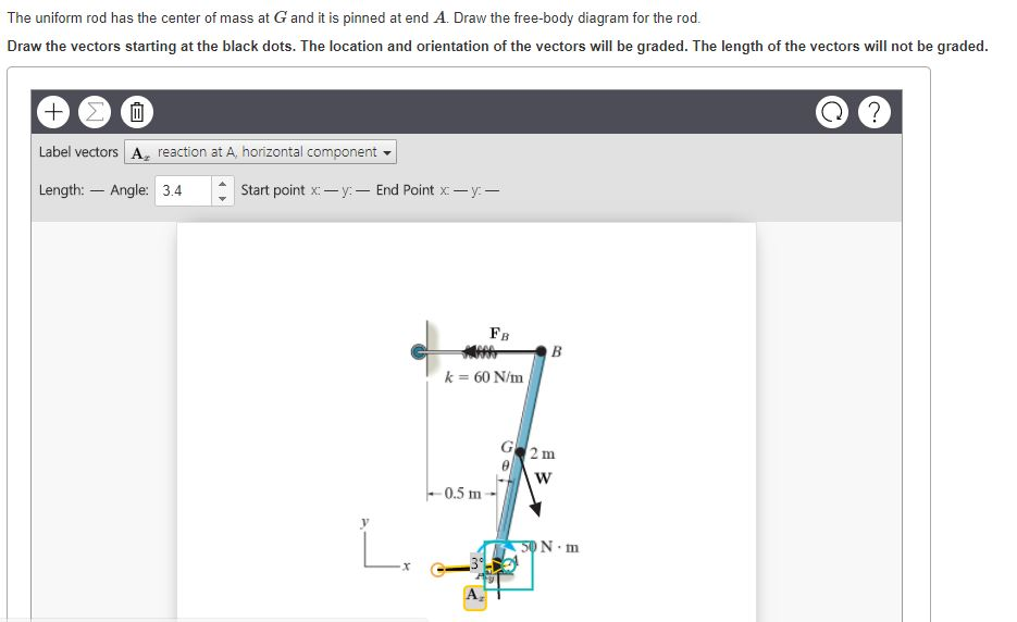 Solved The uniform rod has the center of mass at G and it is | Chegg.com