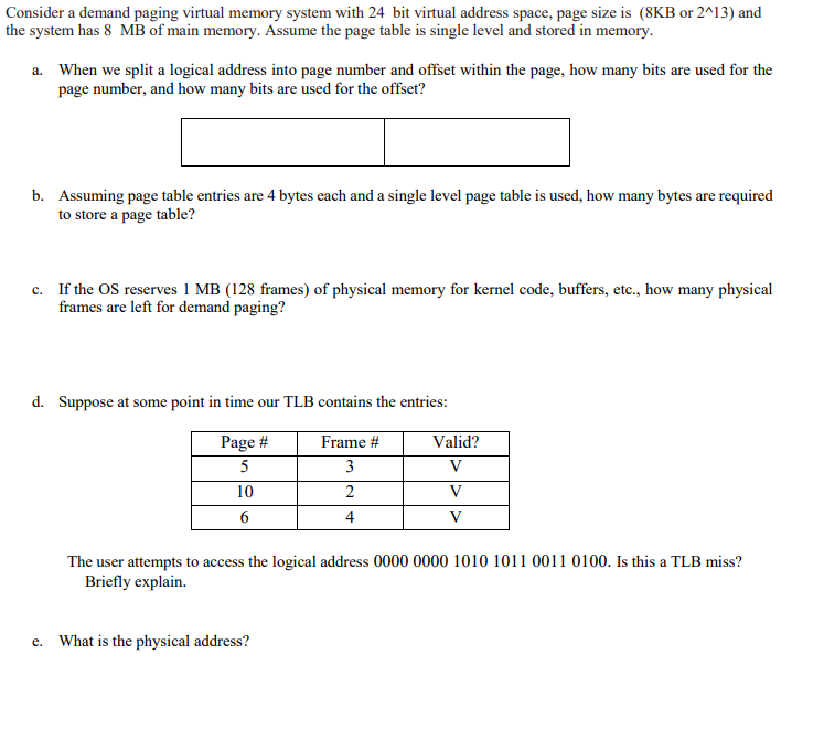 Solved Consider A Demand Paging Virtual Memory System With 