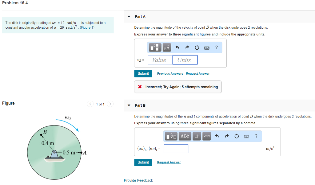Solved Problem 16.4 Part A The disk is originally rotating | Chegg.com