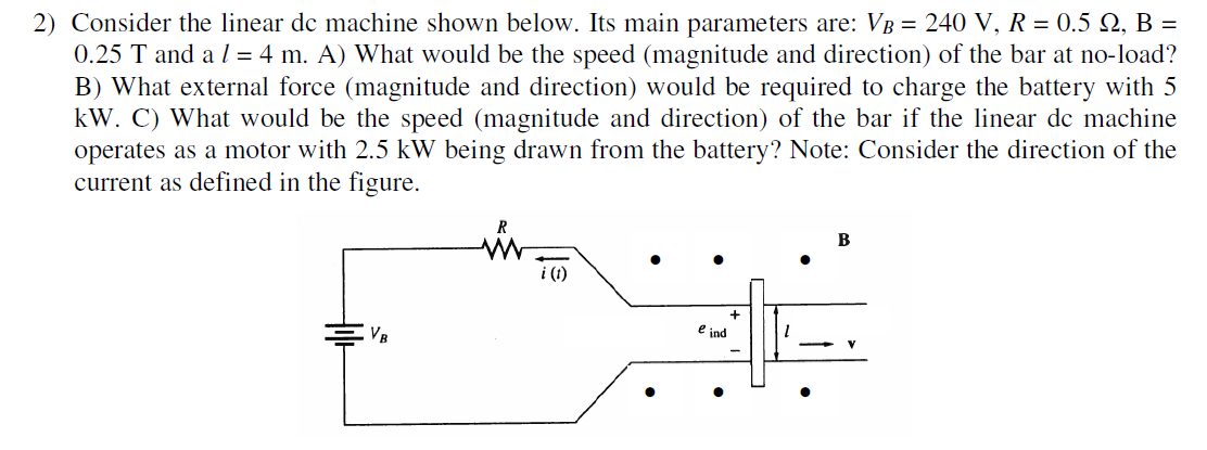 Solved Consider the linear dc machine shown below. Its main | Chegg.com Solved Consider the linear dc machine shown below. Its main | Chegg.com