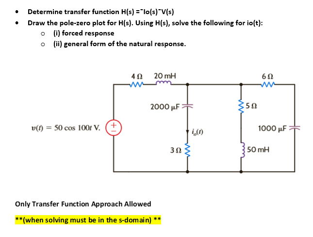 Solved Determine transfer function H(s)lo(s)V(s) Draw the | Chegg.com