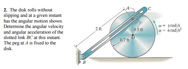 Solved The disk rolls without slipping and at a given | Chegg.com