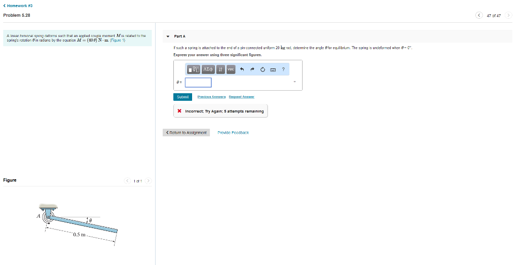 Solved A linear torsional spring deforms such that an | Chegg.com