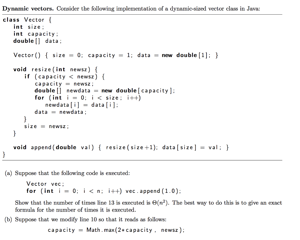 Dynamic Vectors Consider The Following