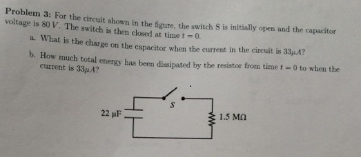 Solved For the circuit shown in the figure, the switch S is | Chegg.com