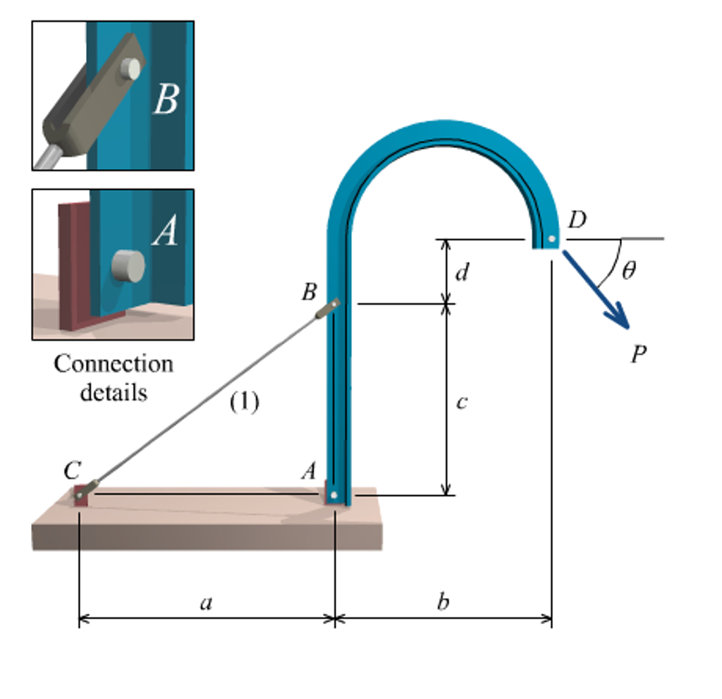 Solved In the figure, davit ABD is supported at A by a | Chegg.com