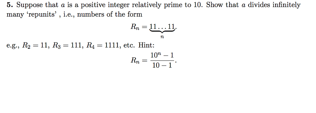 Solved 5. Suppose that a is a positive integer relatively | Chegg.com