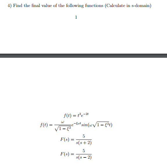 Solved Find the final value of the following functions | Chegg.com