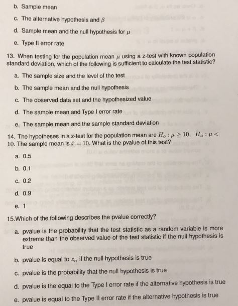 Solved When testing for the population mean mu using an | Chegg.com