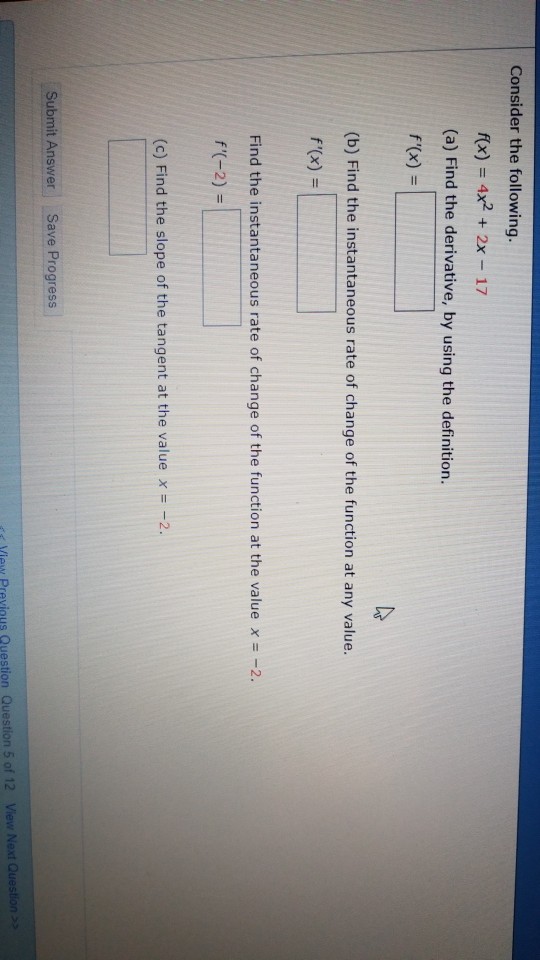 Solved Consider the following. f(x) = 4x2 + 2x-17 (a) Find | Chegg.com