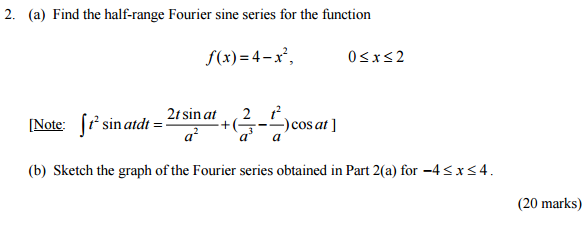 Solved Find the half-range Fourier sine series for the | Chegg.com
