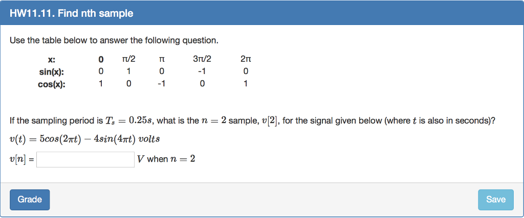 Solved HW11.11. Find nth sample Use the table below to | Chegg.com