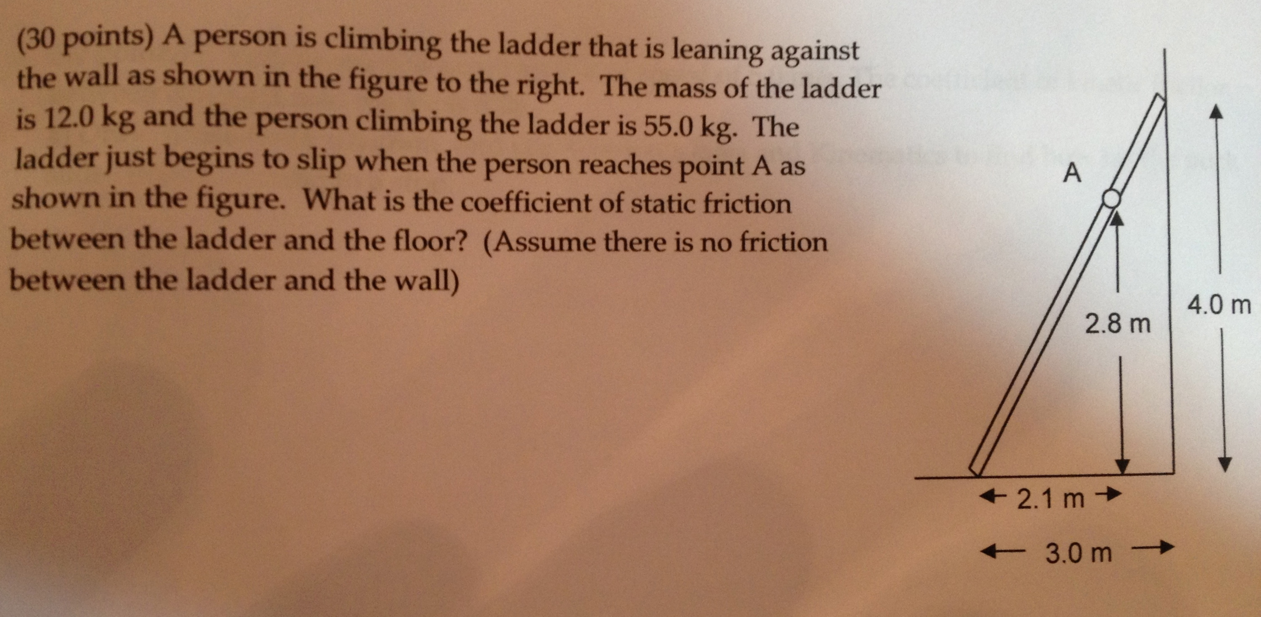 Solved A person is climbing the ladder that is leaning | Chegg.com