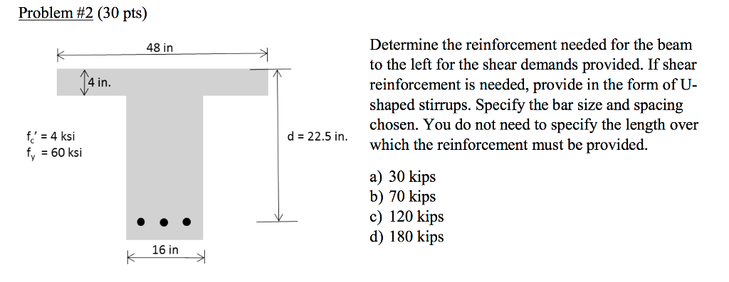 Solved Problem #2 (30 pts) Determine the reinforcement | Chegg.com Solved Problem #2 (30 pts) Determine the reinforcement | Chegg.com