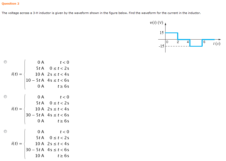 Solved The voltage across a 3-H inductor is given by the | Chegg.com