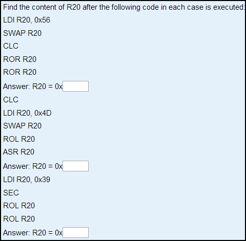 Solved Find the content of R20 after the following code in | Chegg.com