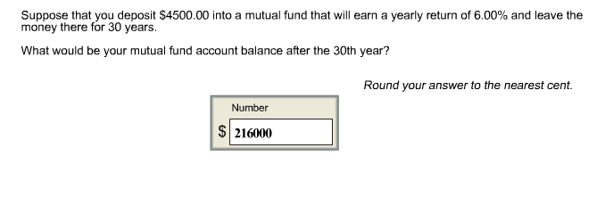 Solved Suppose that you deposit $4500.00 into a mutual fund | Chegg.com Solved Suppose that you deposit $4500.00 into a mutual fund | Chegg.com