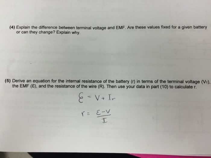 Solved Explain the difference between terminal voltage and | Chegg.com