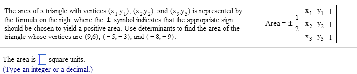 Solved The area of a triangle with vertices (x_1y_1), | Chegg.com