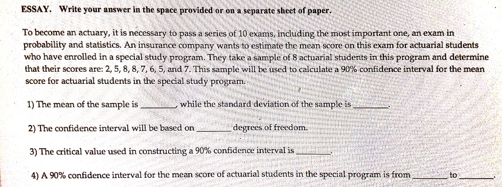 Solved To become an actuary, it is necessary to pass a | Chegg.com