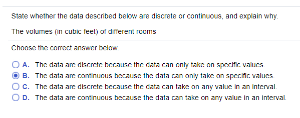 Solved State whether the data described below are discrete | Chegg.com