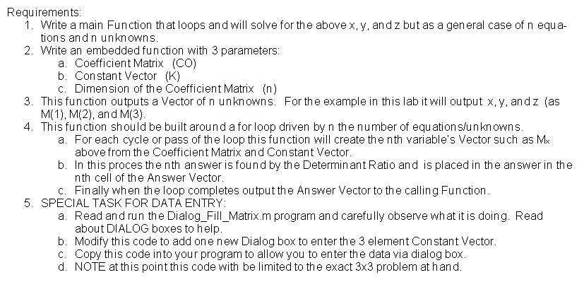 Solved Matlab: Cramer's Rule Example solution: 2x + | Chegg.com