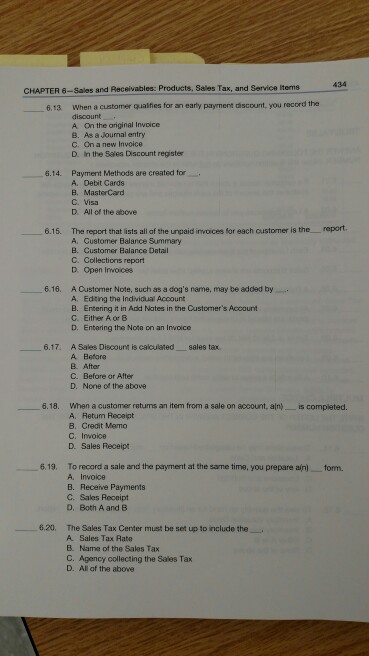 Solved 434 CHAPTER 6-Sales and Receivables: Products, Sales | Chegg.com