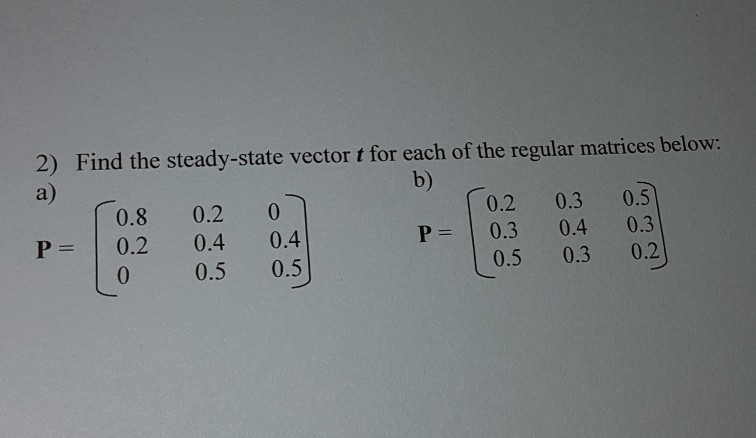 Solved 1) For the matrix below, find P2 and P3. Is it an | Chegg.com