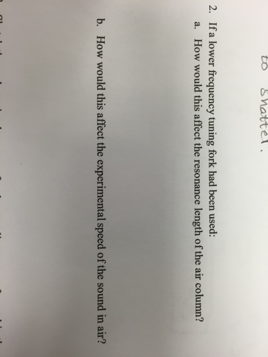 Solved If a lower frequency tuning fork had been used:How | Chegg.com