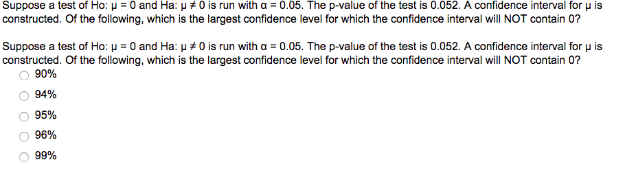 Suppose a test of Ho: mu = 0 and Ha: mu 0 is run | Chegg.com