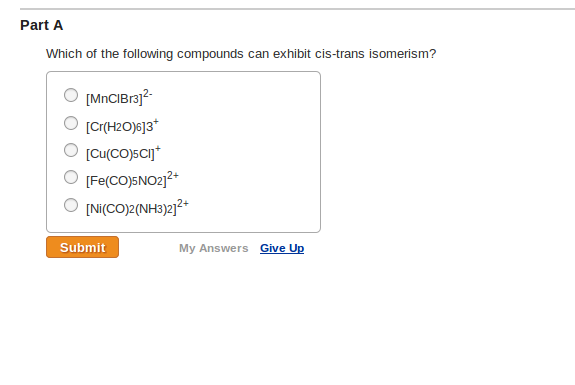 Solved Part A Which of the following compounds can exhibit | Chegg.com