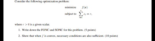 Solved Consider the following optimization problem minimize | Chegg.com