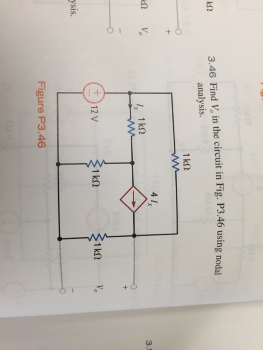 Solved find Vo in the circuit in fig p3.46 using nodal | Chegg.com