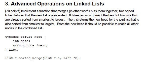 Solved Implement a function that merges (in other words puts | Chegg.com