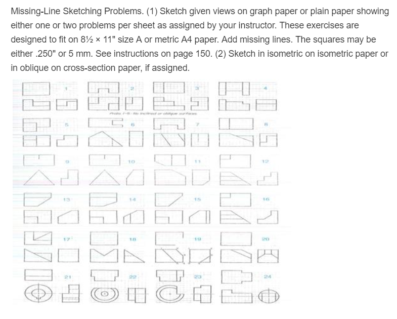 Solved Missing-Line Sketching Problems. (1) Sketch given | Chegg.com