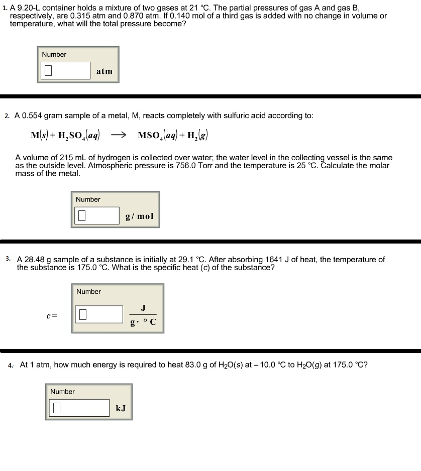 Solved A 9.20-L container holds a mixture of two gases at 21 | Chegg.com