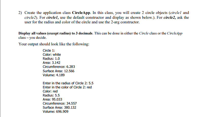 Solved Circle -color: String -radius: double -PI-3.14159 | Chegg.com