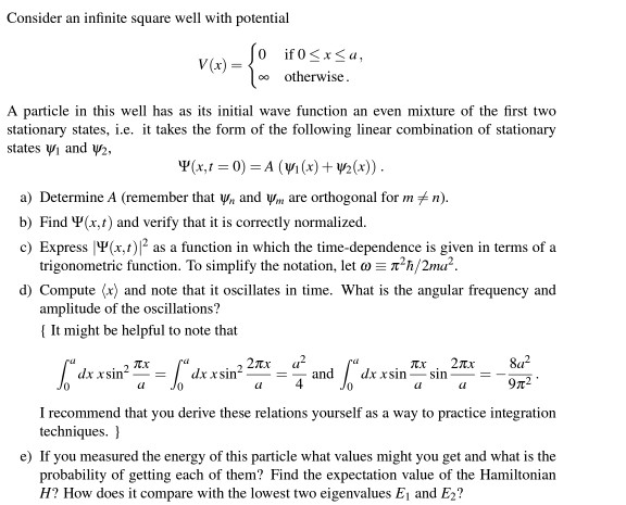 Solved Consider an infinite square well with potential V(x) | Chegg.com