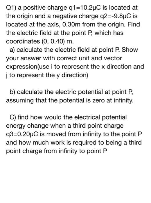 Solved A positive charge q1=10.2muC is located at the origin | Chegg.com