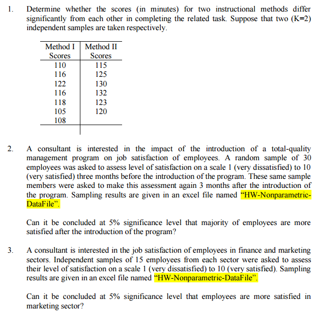 Solved 1. Determine whether the scores in minutes) for two | Chegg.com