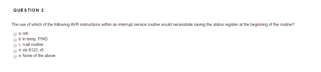 Solved The use of which of the following AVR instructions | Chegg.com