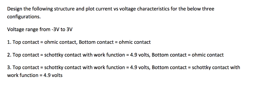 Design the following structure and plot current vs | Chegg.com