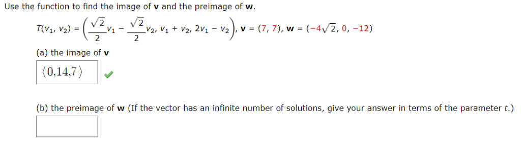 Solved Use the function to find the image of v and the | Chegg.com
